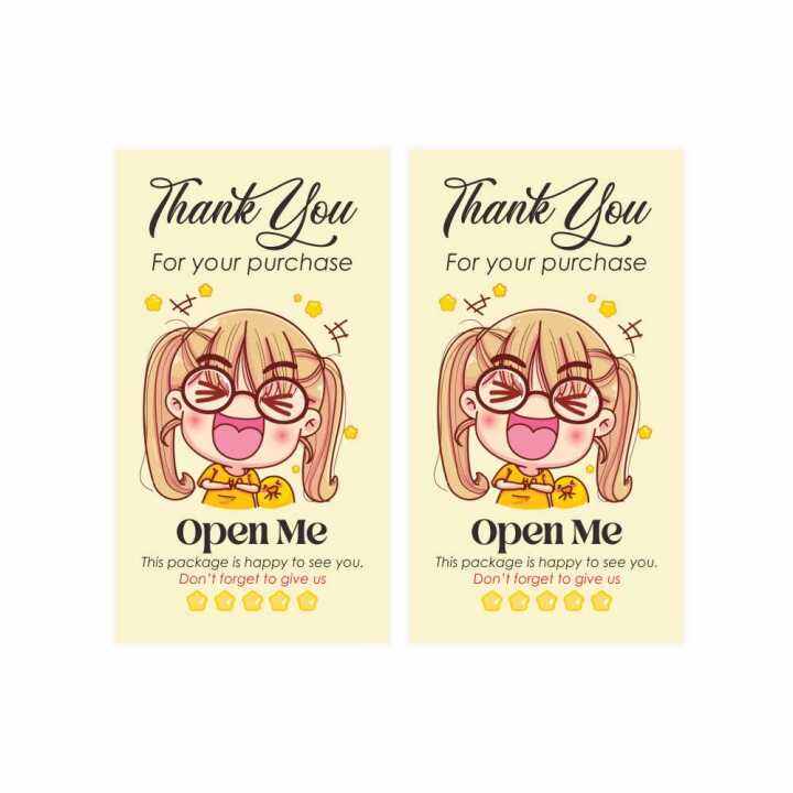 Stiker Open Me Label Thank You Sticker Stiker Segel Box Packaging ...
