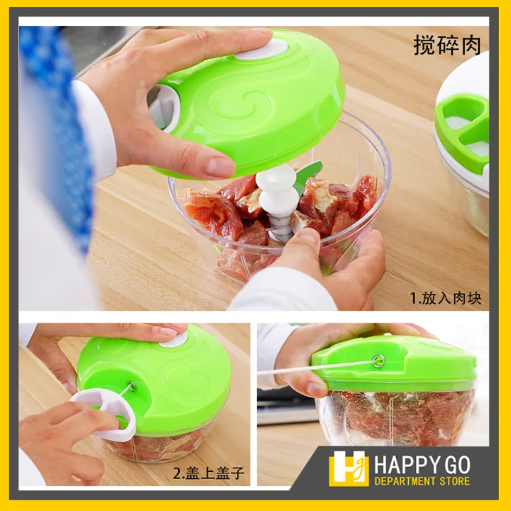 Happy Go Manual Food Chopper, Hand Pull String Vegetable Chopper Onions ...