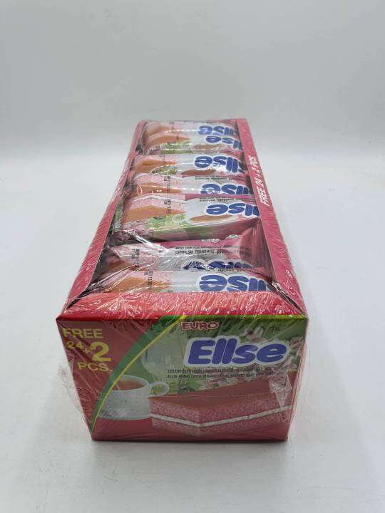 เอลเซ่ ยูโร่ รส สตอเบอร์รี่ สอดไส้ครีม ขนมเค้ก ยูโร่ ขนมเด็ก EURO ELLSE ...