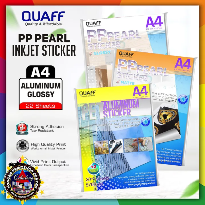 1 PACK Waterproof Sticker Cuyi PET Sticker A4 20pcs/PACK Pearl Glossy ...