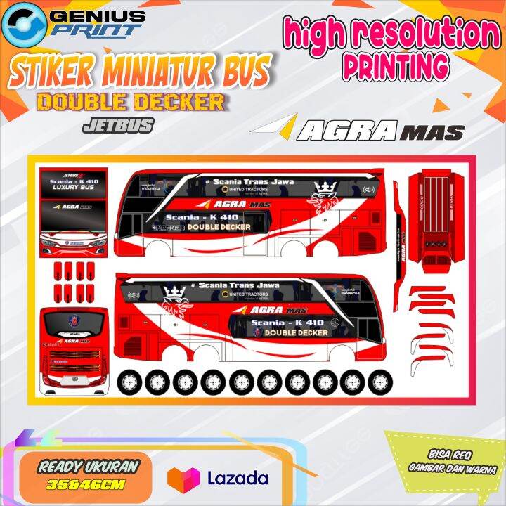 Stiker A3 Miniatur Bus Double Decker JB3 Livery Agra Mas | Po. Haryanto ...