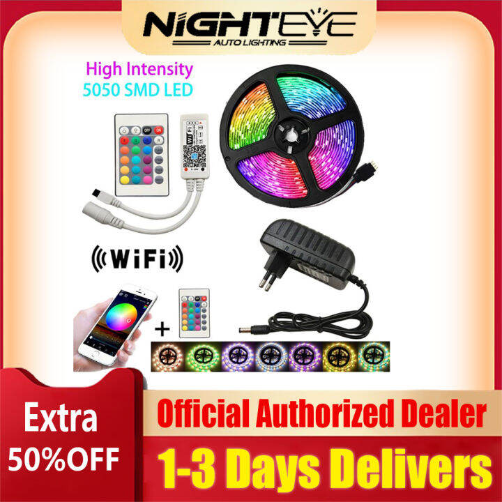 10M 5050 LED strip light RGB + 44keys Remote Control + with 12V 2A ...