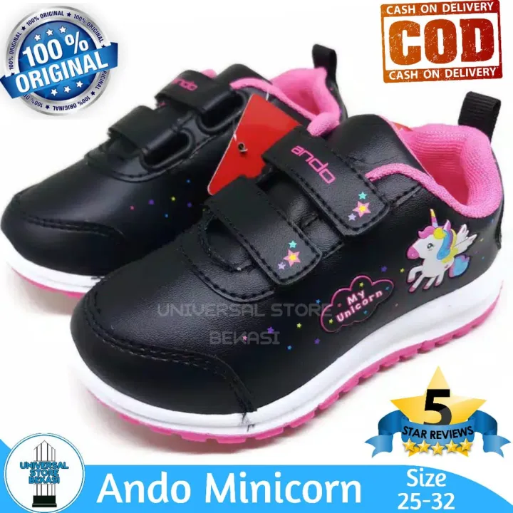 SEPATU SEKOLAH ANAK PAUD TK BALITA PEREMPUAN USIA 2 3 4 5 TAHUN ANDO UNICORN MINICORN FULL PINK ...