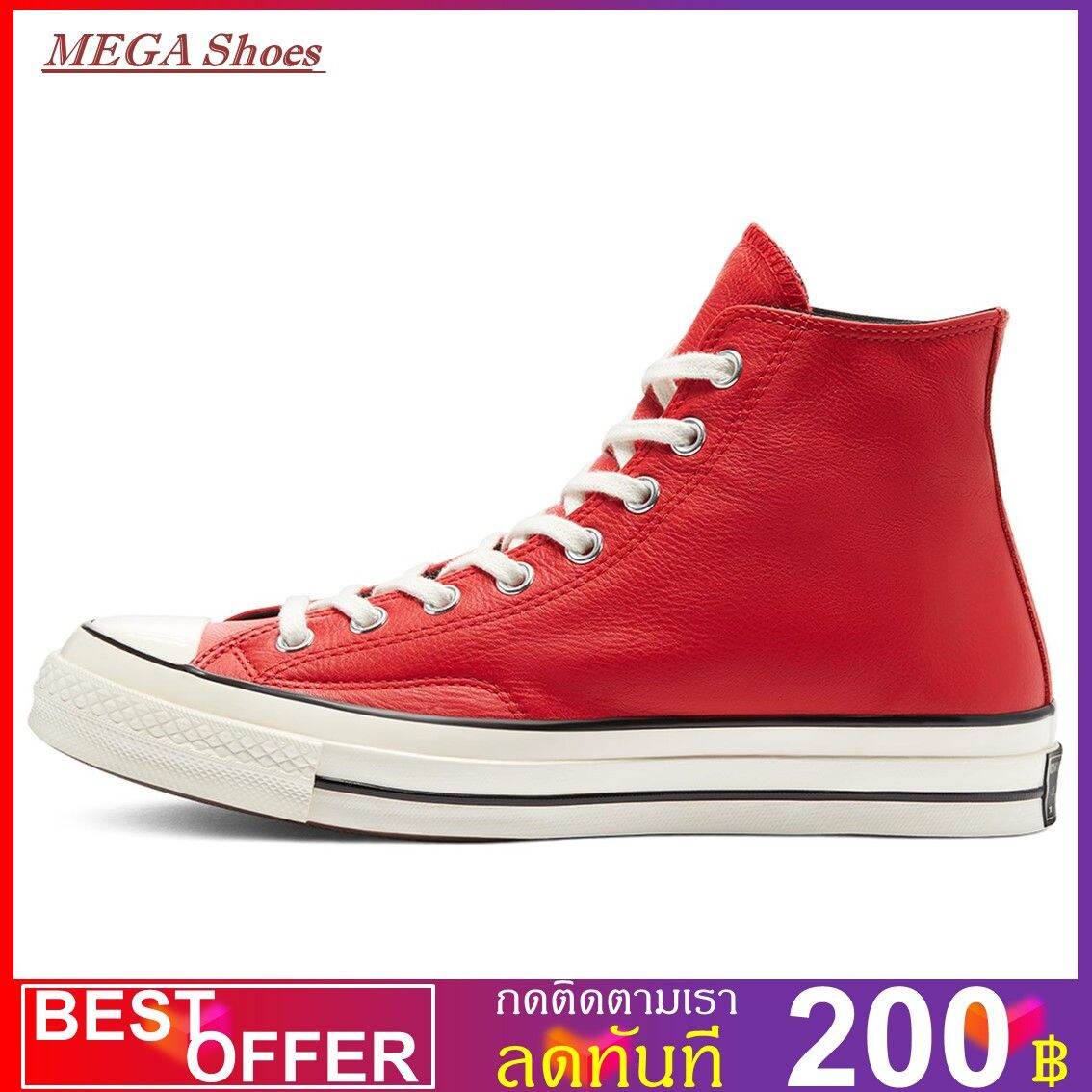 คอนเวิร์ส CHUCK 70 HI LEATHER RED หนังสวยงามอลังการ [ รหัส 170370C ...