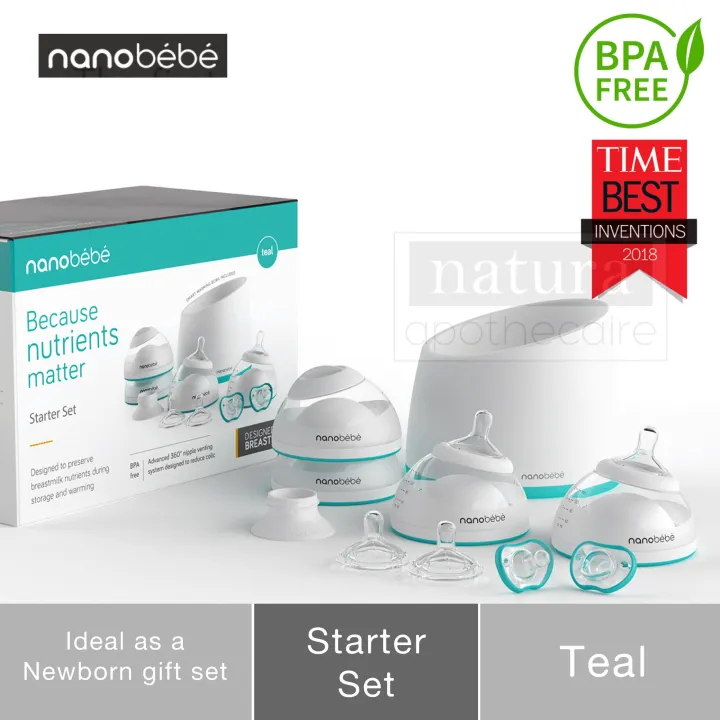Nanobebe, Breastmilk Bottle Starter Set Botol Bayi, with Pacifier Puting, 0+ month | Lazada
