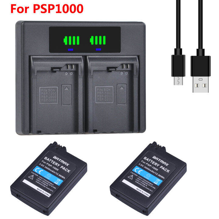 2Pcs 3600mAh PSP1000 Battery Fast LED Charger for PSP1000 PSP 1000 PSP-110 Console Gamepad ...
