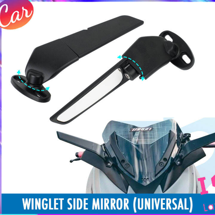 【DELIVER IN 2 DAYS】Winglet Side Mirror Universal Wind Wing Rotating for ...