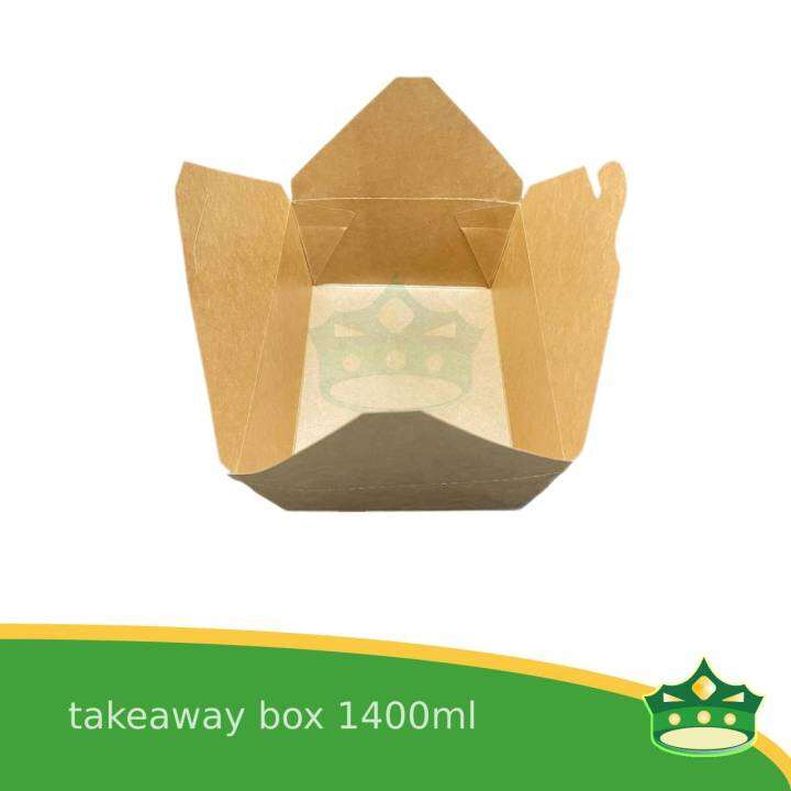 [50 pcs] takeaway box kraft 1400ml laminated for take-out meals, viands ...