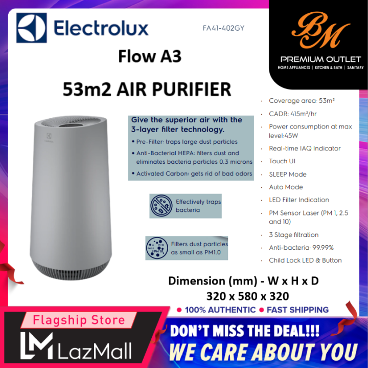 ELECTROLUX [ FA31-202GY ] Flow A3 26m2 AIR PURIFIER / ELECTROLUX [ FA41-402GY ] Flow A4 53m2 AIR ...