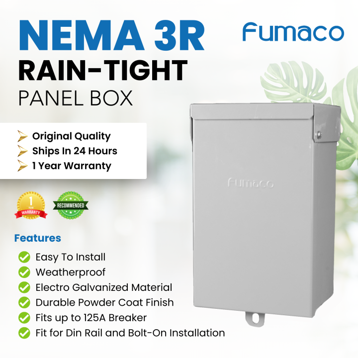 FUMACO Nema 3R RAIN-TIGHT PANEL Board BOX Electrical Enclosure Din Rail & Bolt-on 2/3-Pole ...