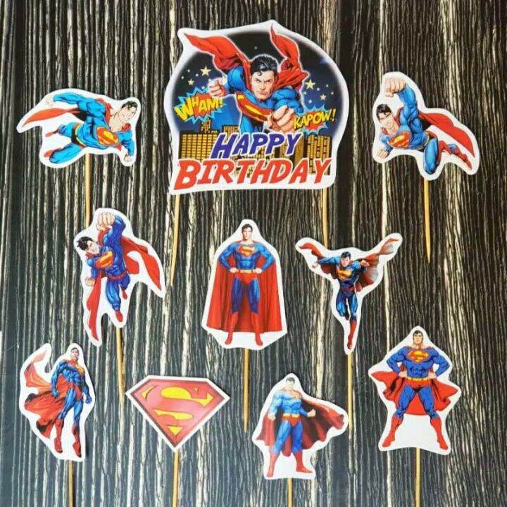 satu set cake topper toper hiasan kue ulang tahun karakter superman ...