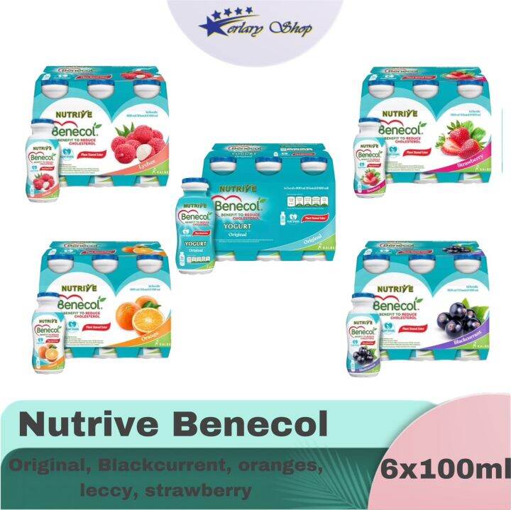 Nutrive Benecol 6x100ml RASA Yogurt, Leccy, Blackcurent, Oranges, Strawberry MINUMAN PENURUN ...