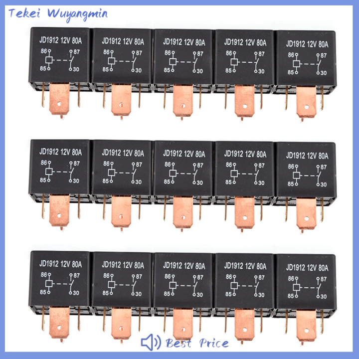 Tekei Waterproof Heavy Duty Relay 4Pin DC 24V 12V 80A JD1912 Automotive ...