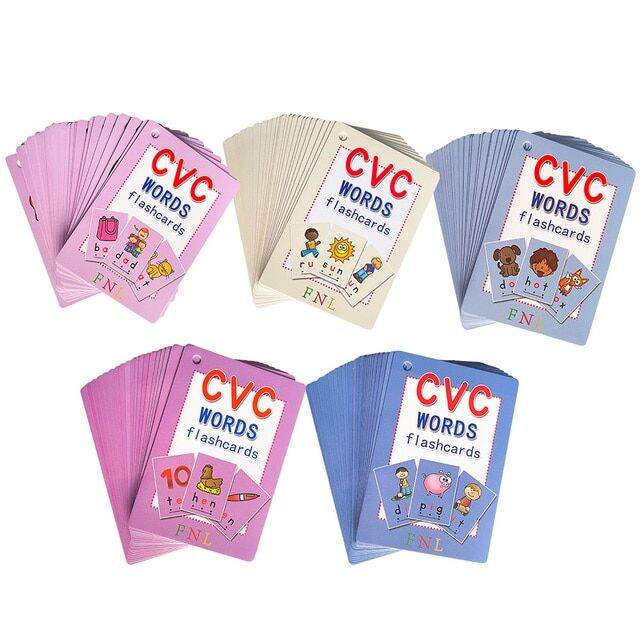 CVC Words Phonics Flashcards Montessori Learning English Sight Words ...