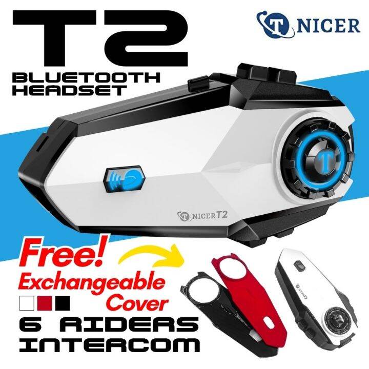 TNICER T2 1000m 6 Riders Bluetooth Intercom Headset Universal Communication System Noise ...
