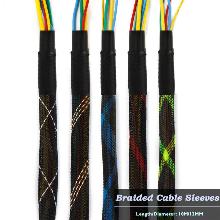 10m 12mm Expandable 150 Cable Sleeve Tight Nylon ided Sleeving Wire ...