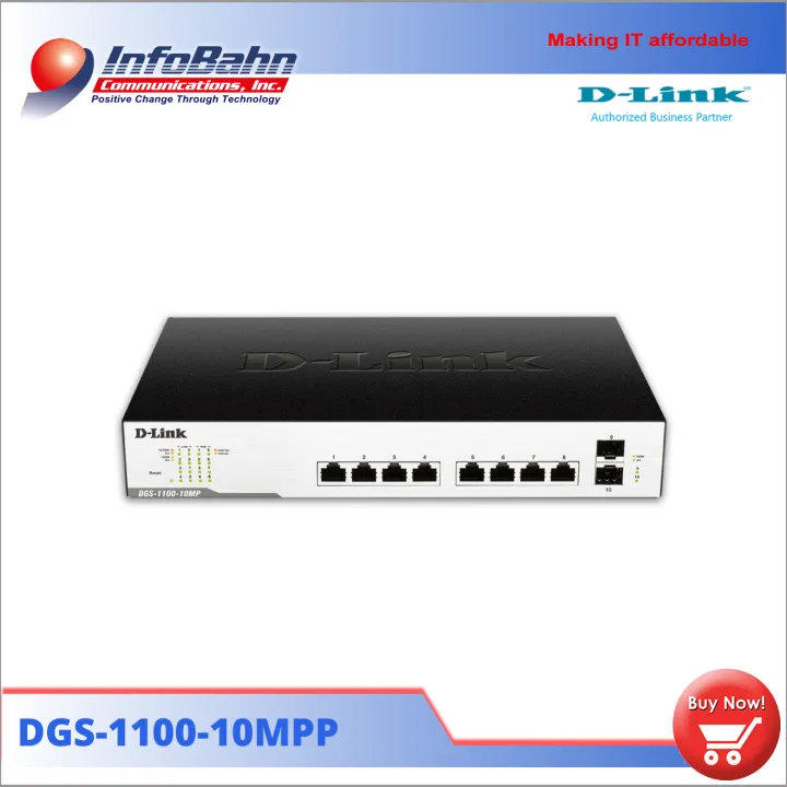 D-Link DGS-1100-10-MPP Smart Managed 10-Port Gigabit PoE Switch (DGS ...