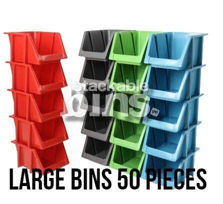 50 PCS LARGE Stackable Bin Boxes Storage Organizer Supplies Tools Bins ...