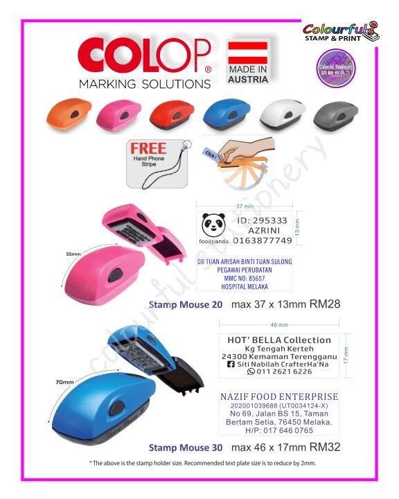 COLOP New Self-Inking Pocket Mouse 20,30 Rubber Stamp.100% Original ...