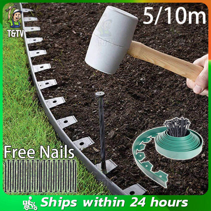 5/10m Plastic Garden Edging Border Flexible Lawn Grass Edging Decor Fence Landscape Belt Garden ...