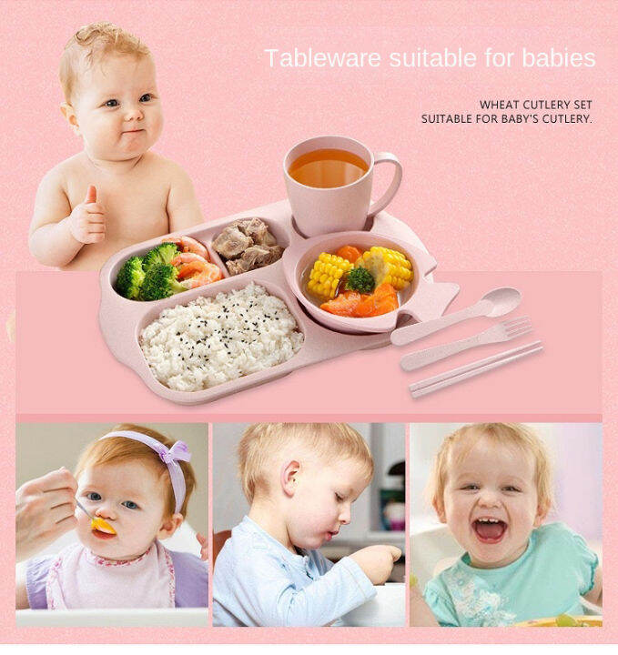 7pcs/set baby dinner plate set kids bowl set toddler learn dishes bowl ...