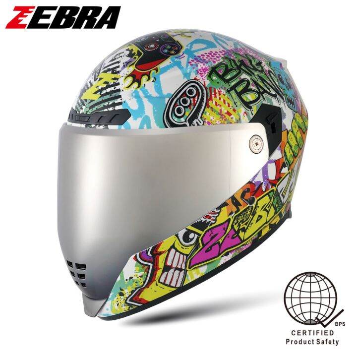 ZEBRA YM-619 Full Face Motorcycle Helmets Motor Helmet Dual Visor and ...
