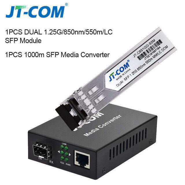 JT-COM Gigabit SFP Media Converter 1000Mbps Fiber to RJ45 Fiber Optic ...