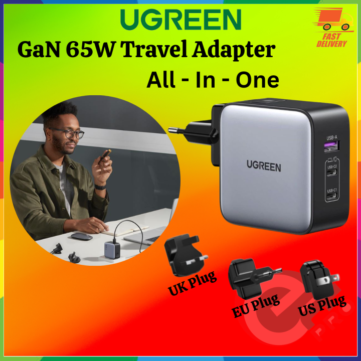 UGREEN GaN 65W Travel Adapter All-in-one Travel Charger with 1 USB ...