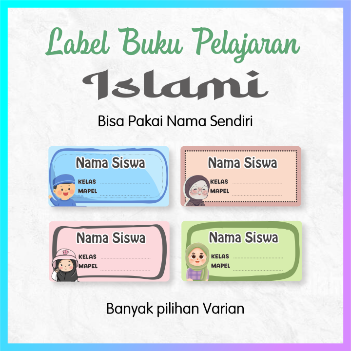Sticker Label Buku Pelajaran Sekolah Islami/ Sticker Custom Islami ...