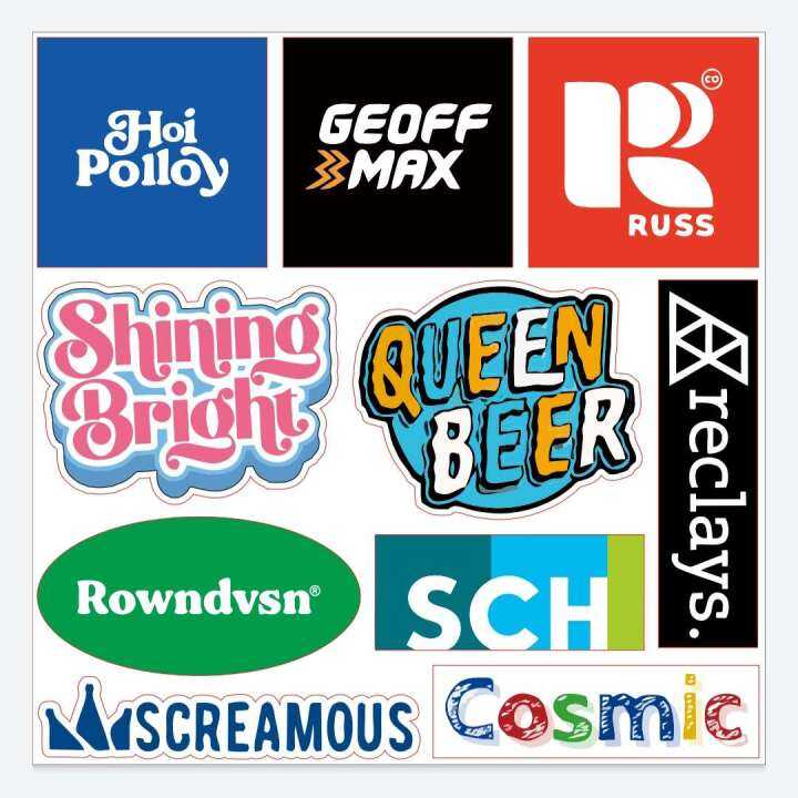 Stiker pack brand logo sch shining bright geoff max cosmic queen beer ...