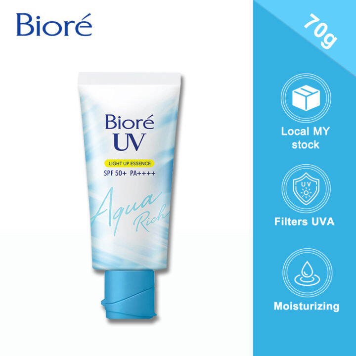 BIORE UV Light Up Aqua Rich Essence Gel Sunscreen Watery SPF 50+ PA ...