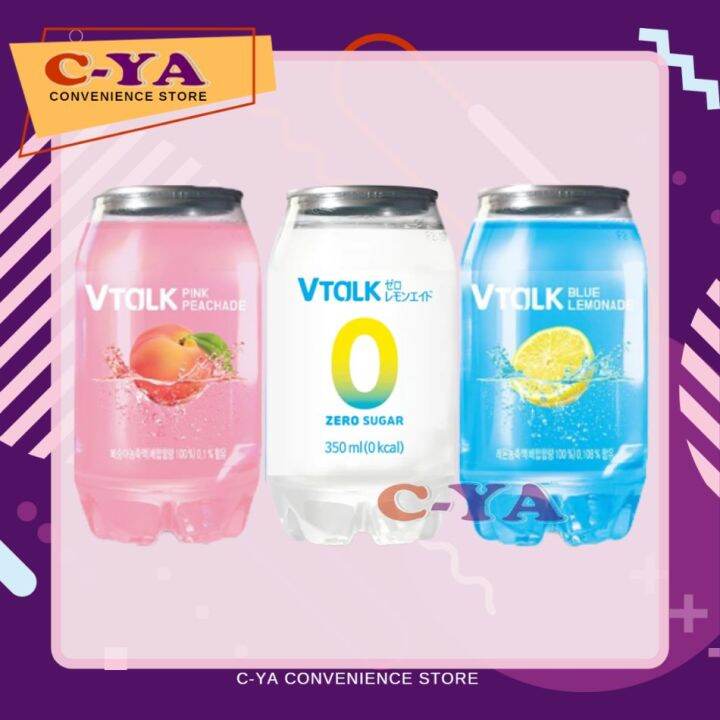V-TALK Zero Sugar Lemonade, Blue Lemonade & Pink Peachade Drink 350ml ...