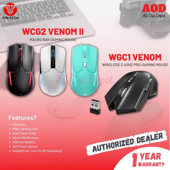 Fantech WGC1 WGC2 Venom Rechargeable Wireless 2.4GHz Gaming Mouse | Lazada PH