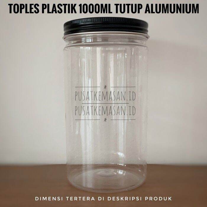 Toples Cylinder 1000ml Plastik Tutup Hitam Alumunium / Jar Tabung 1L | Lazada Indonesia