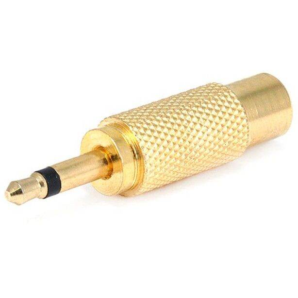 Gold 3.5mm Mono Plug to RCA Jack Audio Adaptor RF Coaxial Connector ...