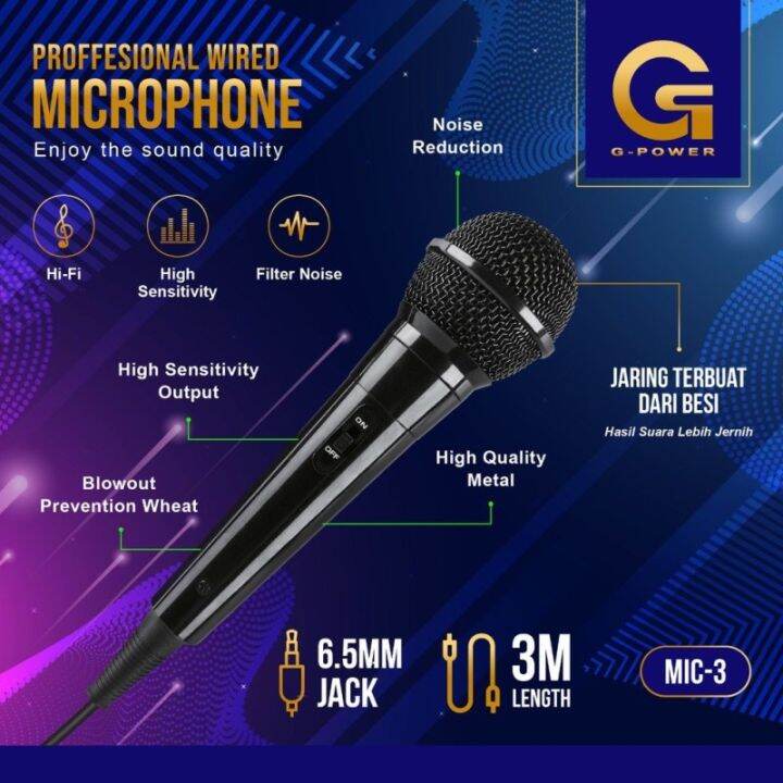 GPOWER MIC 03 / 05 original Mic kabel 3 meter Microphone cable karaoke ...