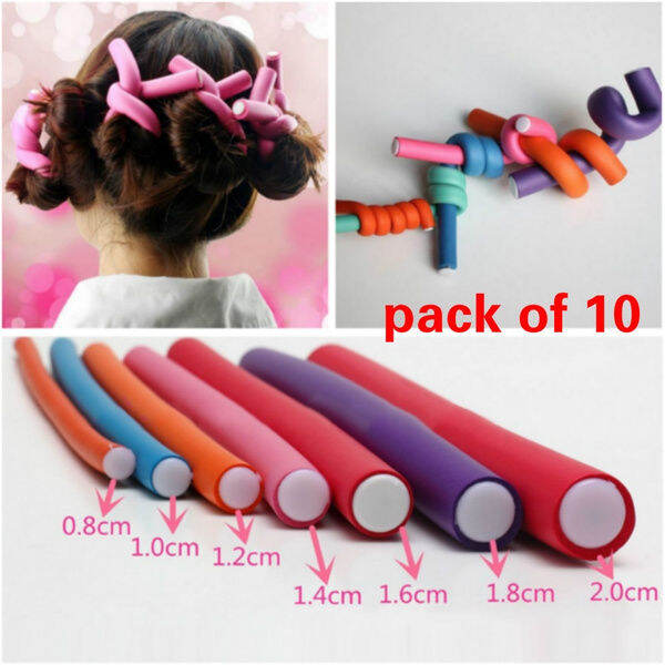 10pcs per Pack Bendable Hair Curler Rods Random Color Curl Flexible ...