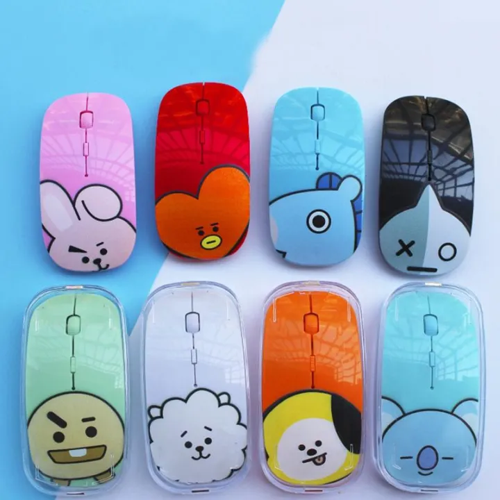 BTS BT21 Game Mouse Wireless Cute Cartoon Gaming Mouse Notebook Desktop ...