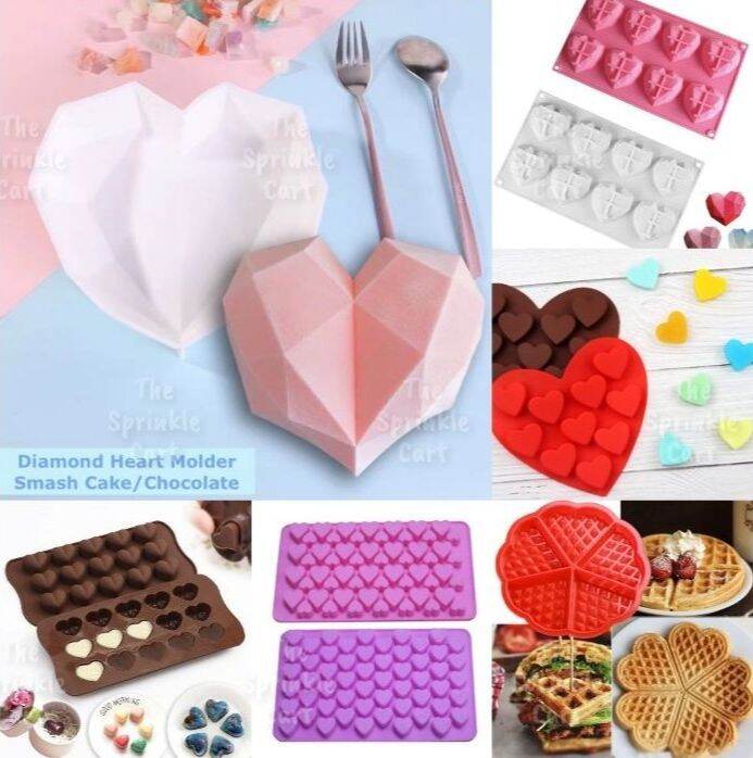 Heart Silicone Molder Diamond Geometric Fondant Chocolate Smash Cake ...