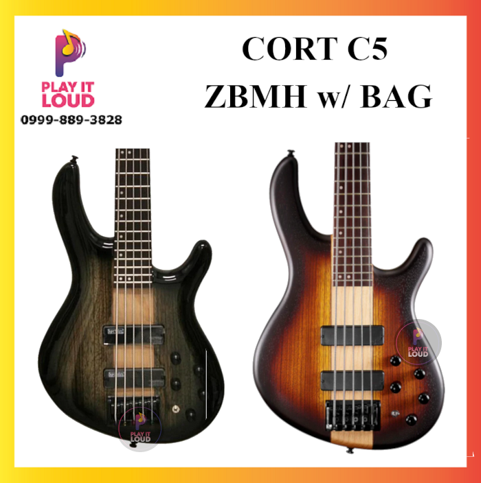Cort C5 Plus ZBMH 5 String Bass Guitar Trans Black Burst/Pore Tabacco ...