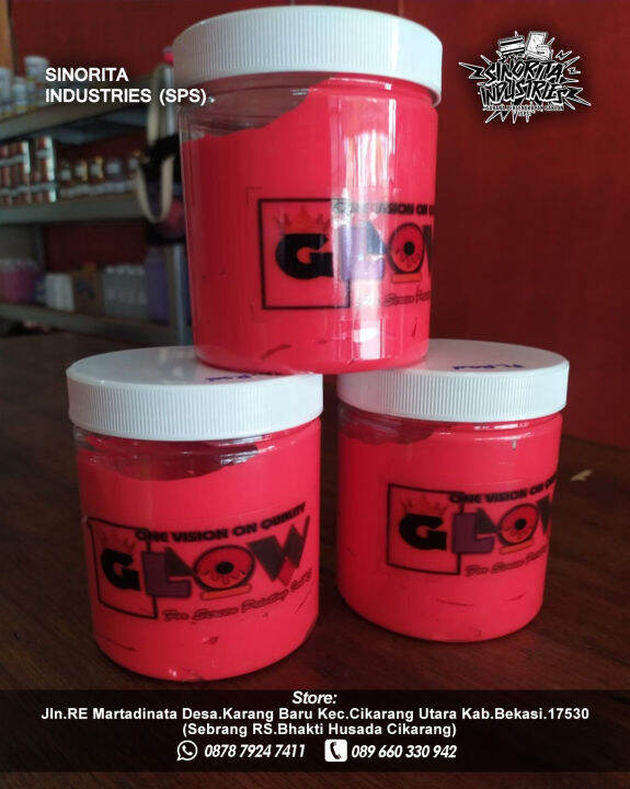 Tinta Plastisol STABILO RED Merah GLOW INK kemasan 0.5kg | Lazada Indonesia