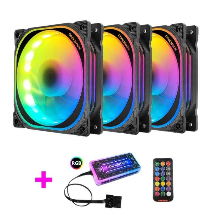 COOLMOON 120mm RGB Computer Case PC Cooling Fan Quiet Fan Blade with IR ...