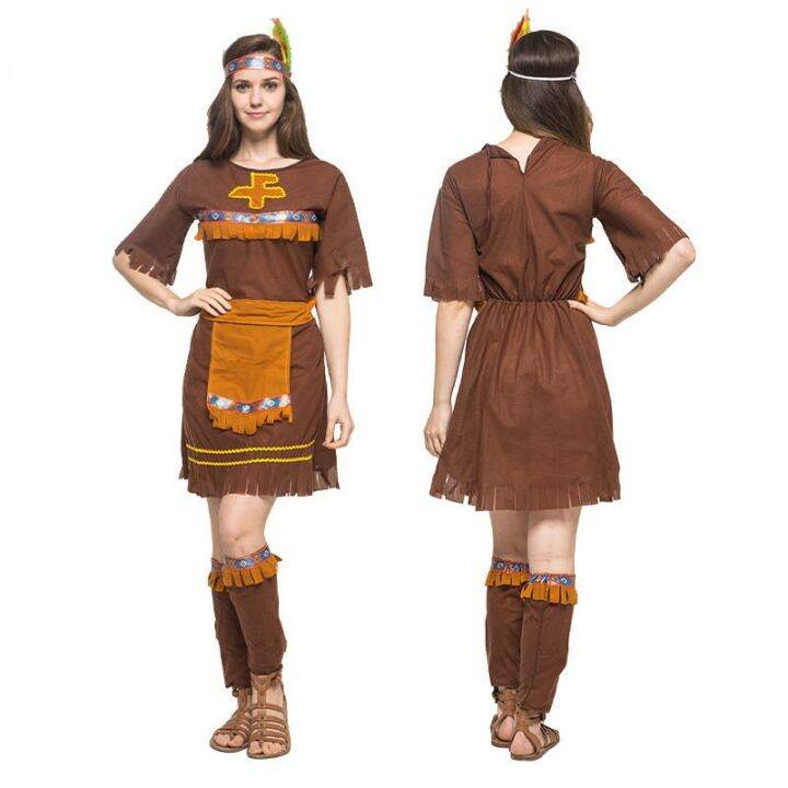 By Halloween Costume Adult Cos Indian Primitive Savage Performance