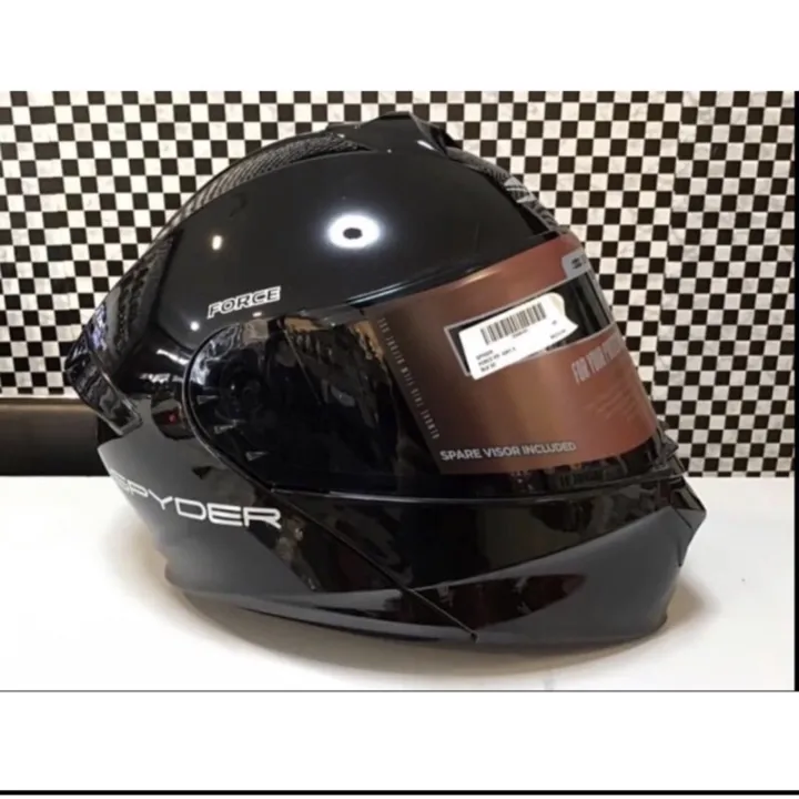 Spyder Force Modular Dual Visor Helmet- FREE Extra Lenss (Matt black ...
