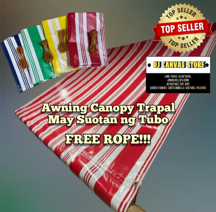 4.5FT X 12FT AWNING CANOPY TRAPAL LONA STRIPES WITH NO SCALLOP DESIGN ...