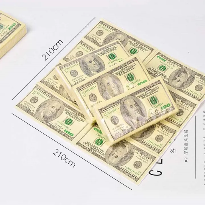 Ruyie 10 Pcs/Set Creative 100 Dollars Money Napkins Paper Toilet Bath ...