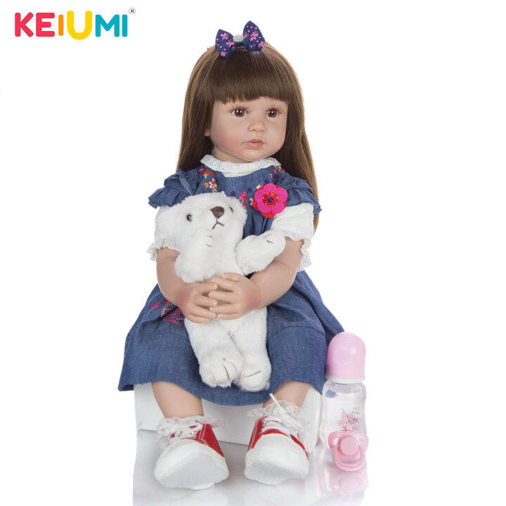 (ในสต็อก) KEIUMI มาใหม่24นิ้วผมยาวเจ้าหญิงเด็ก Reborn สาวตุ๊กตาซิลิโคนอ่อนนุ่มผ้าร่างกายสมจริง ...