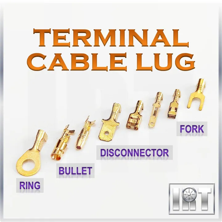 Terminal Cable Lug Disconnector Fork Bullet Spade Ring Brass Gold Non ...