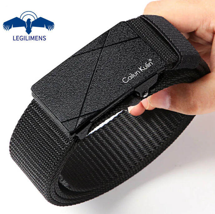 LEGILIMENS 3.4cm width business men's frosted alloy automatic buckle ...