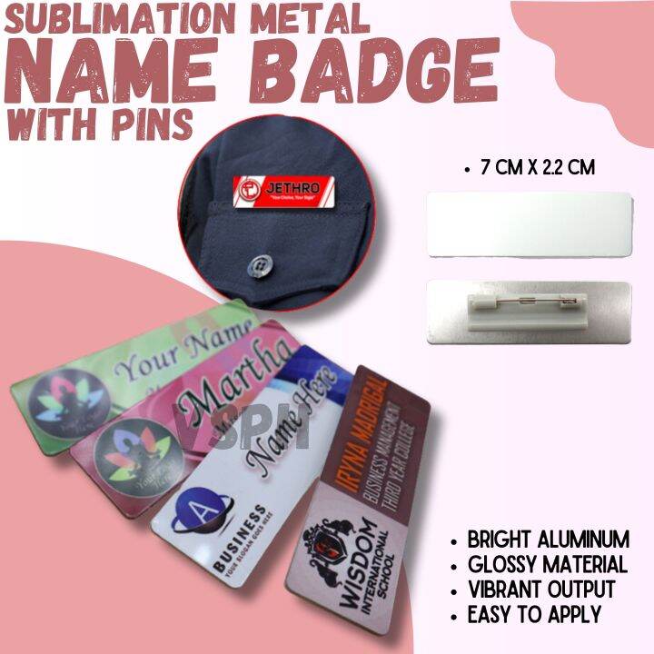5PCS SUBLIMATION METAL NAME BADGE WITH PINS by VSPH | Lazada PH
